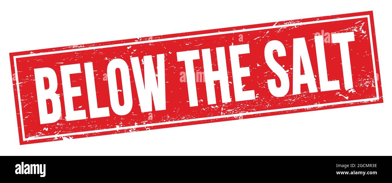 BELOW THE SALT text on red grungy rectangle stamp sign Stock Photo - Alamy