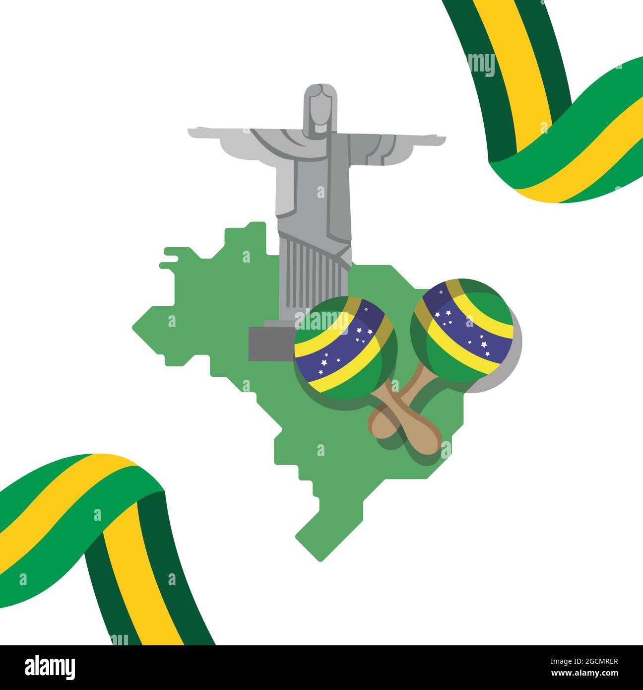 Christ redeemer in a map Brazil Independence day Stock Vector Image ...