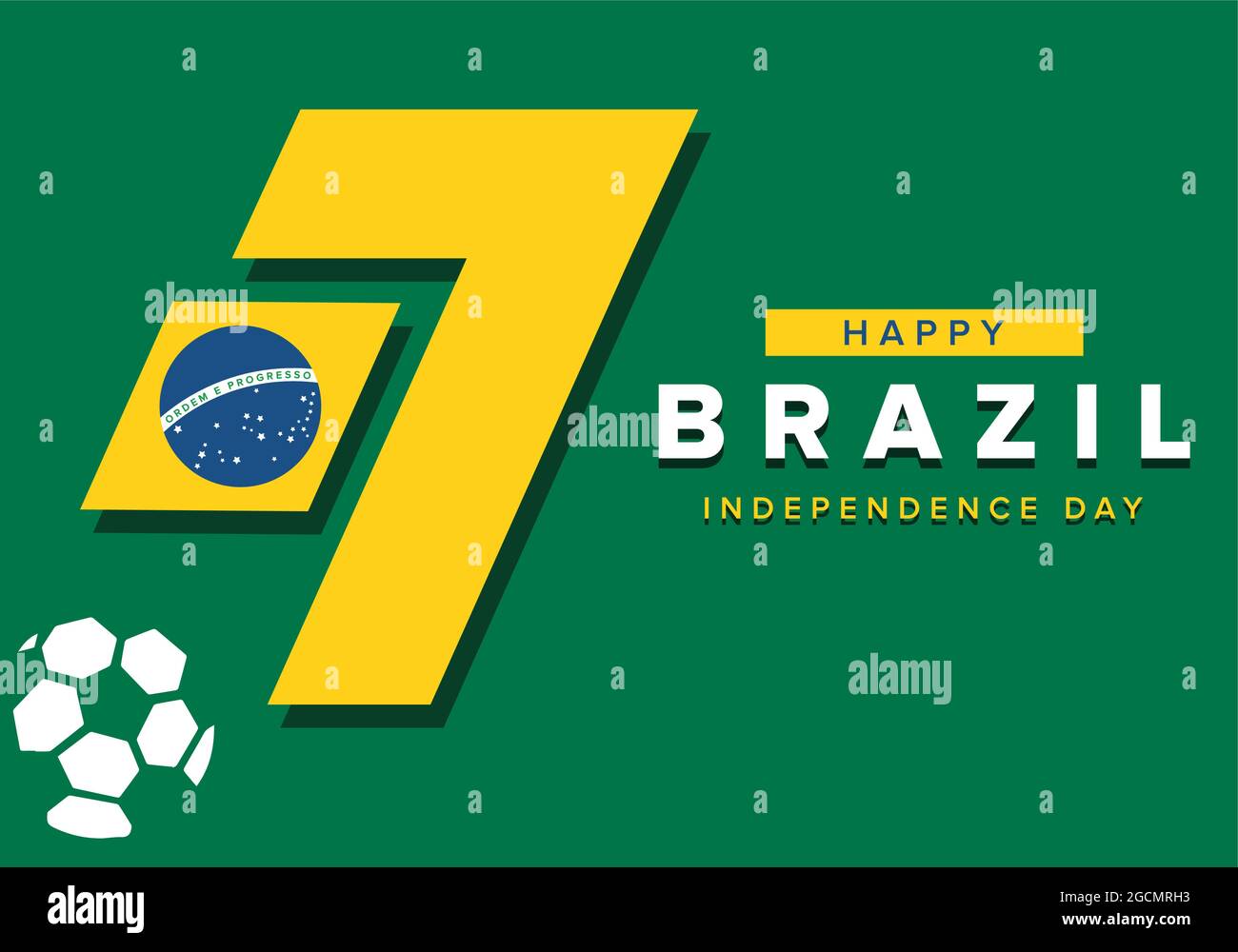 Brazil Independence day Number 7 and soccer ball Stock Vector Image ...