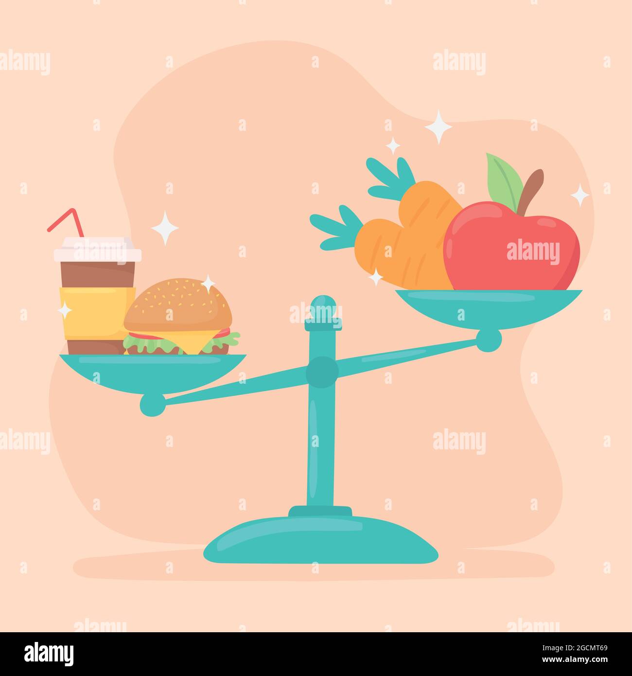 food on balance scale Stock Vector Image & Art - Alamy