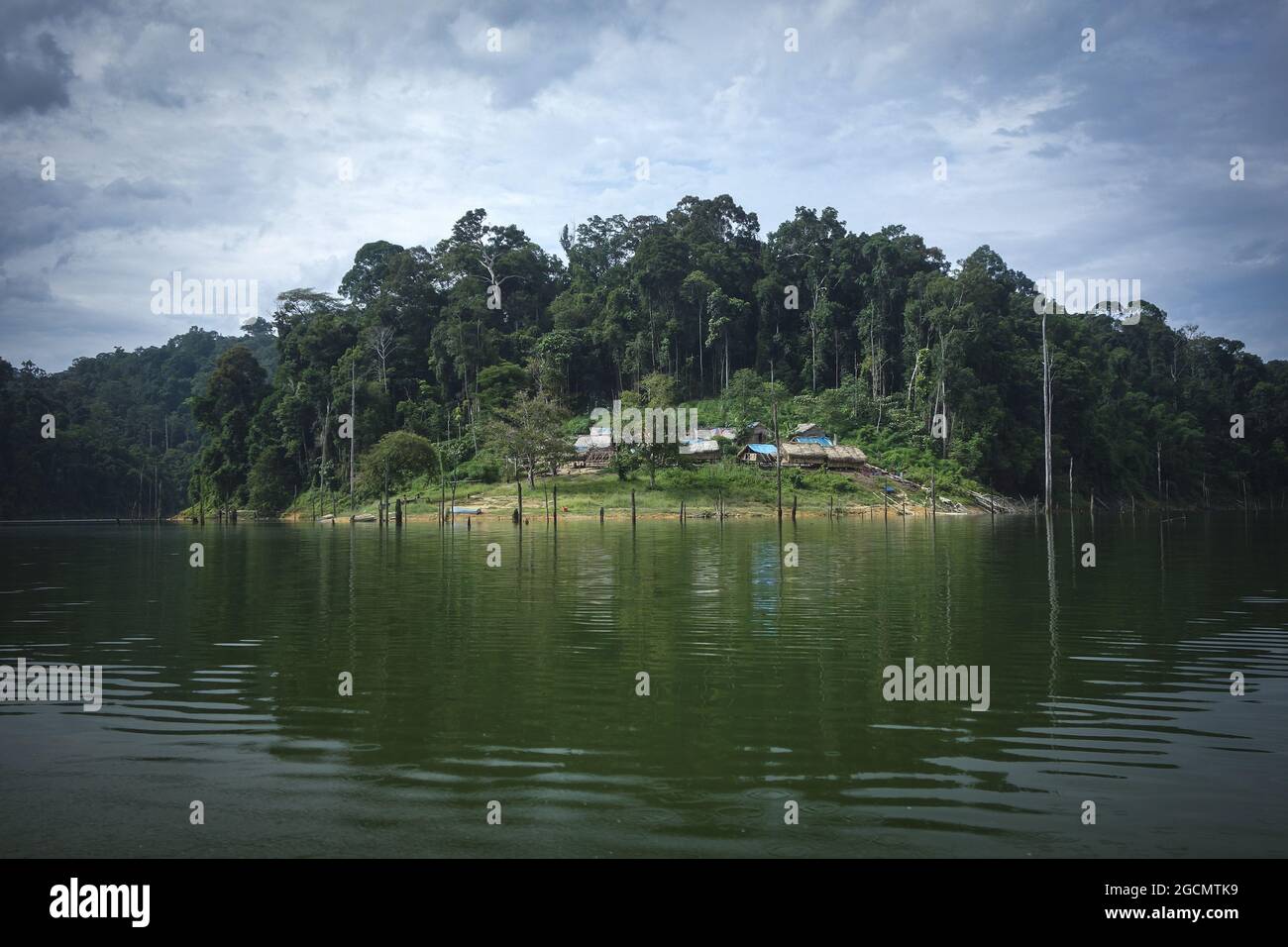Rain forest scenic of orang asli village in the lake Stock Photo - Alamy