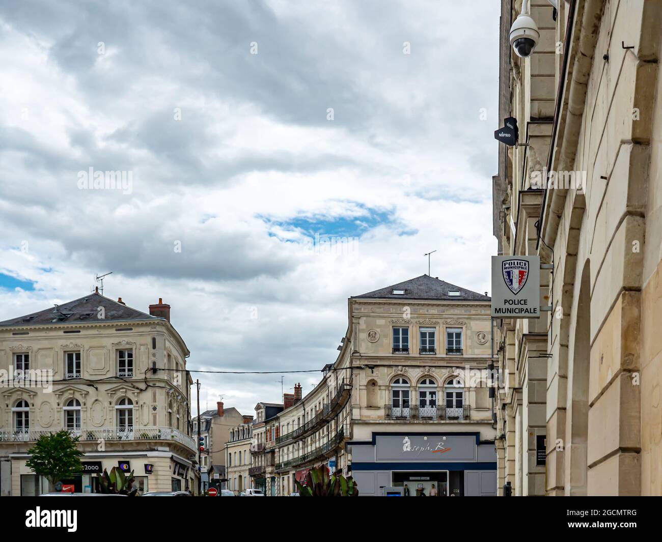 SABLE, FRANCE - Jul 22, 2021: A low angle of the French police logo ...