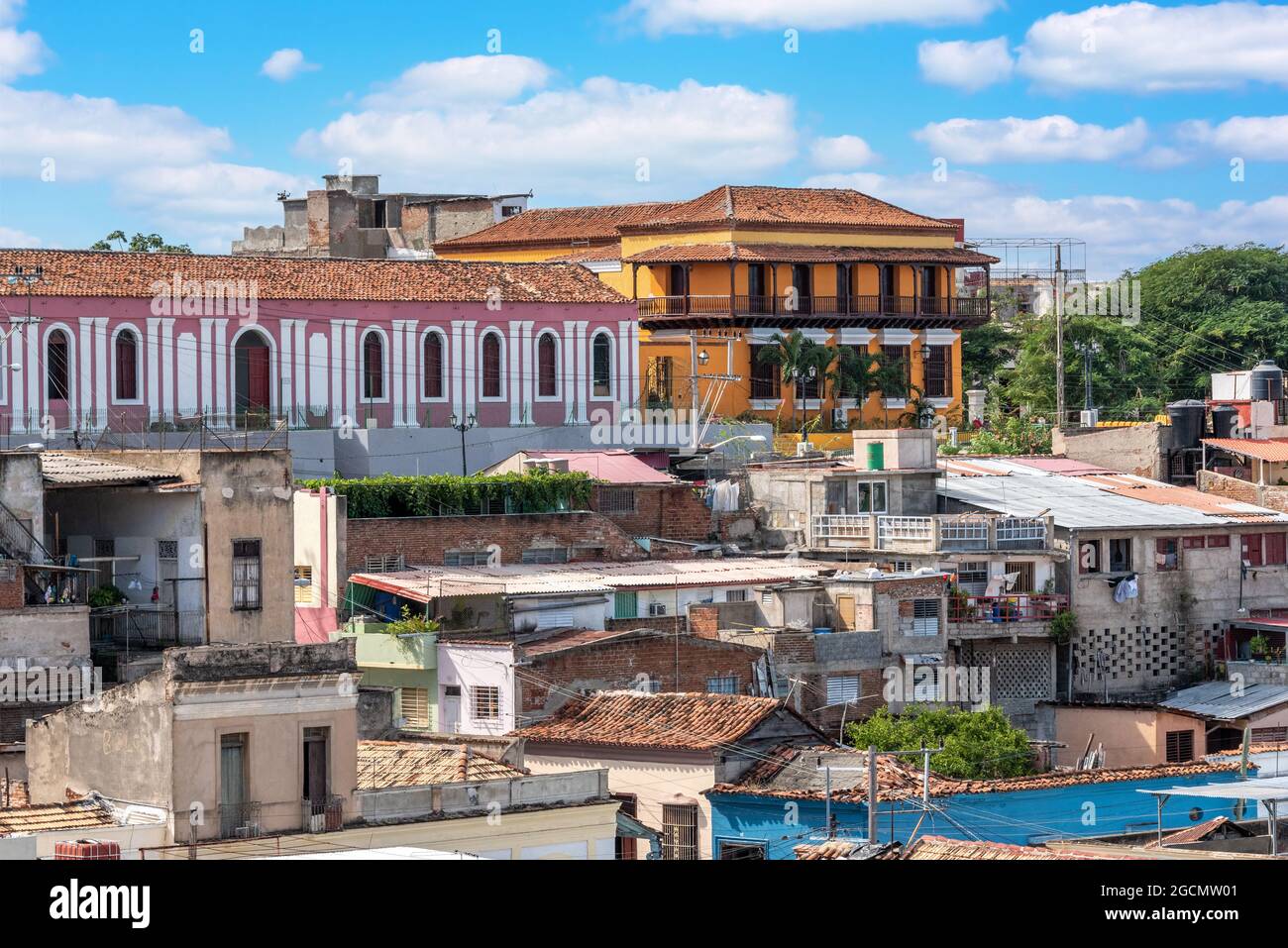 Cityscape with prominent colonial buildings, Santiago de Cuba, Cuba ...