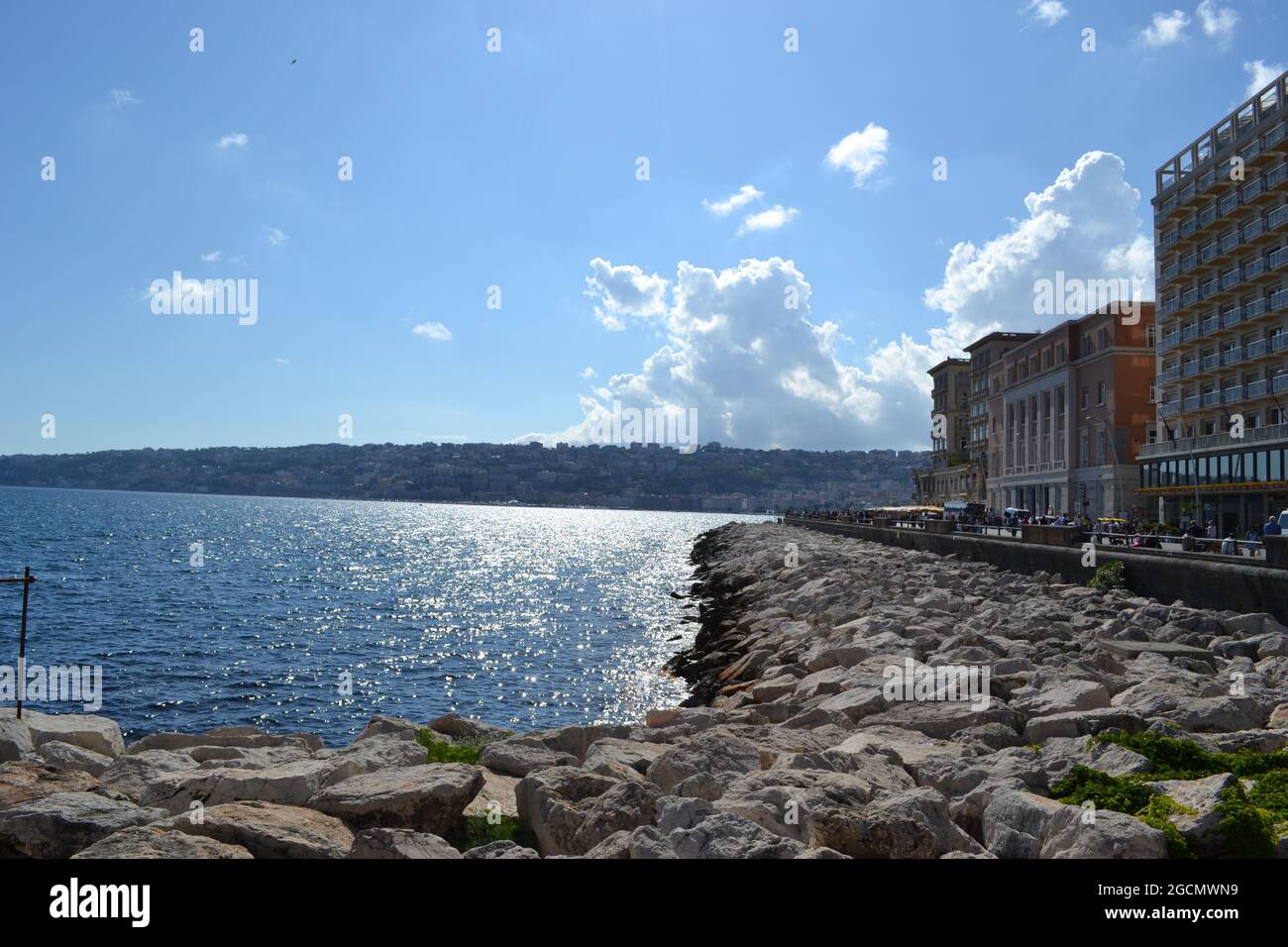 Naples Napoli Italy Municipalita 2 sea bay boats vesuvius Stock Photo ...