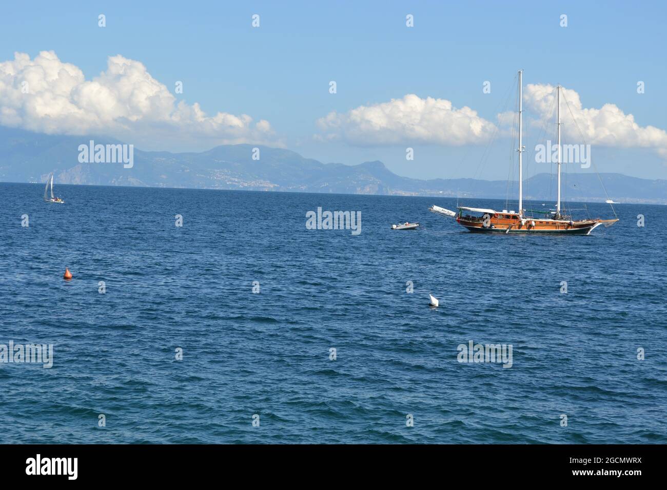 Naples Napoli Italy Municipalita 2 sea bay boats vesuvius Stock Photo ...