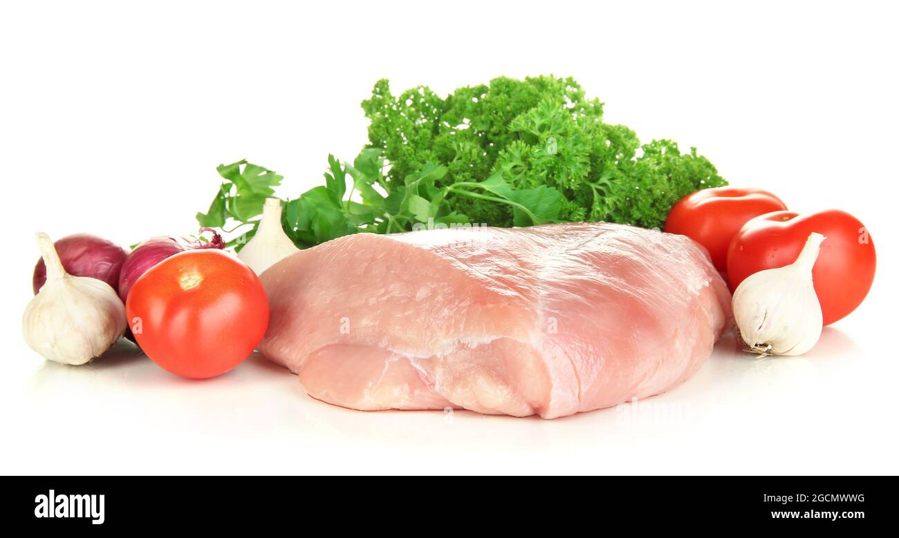 Raw turkey meat isolated on white Stock Photo - Alamy