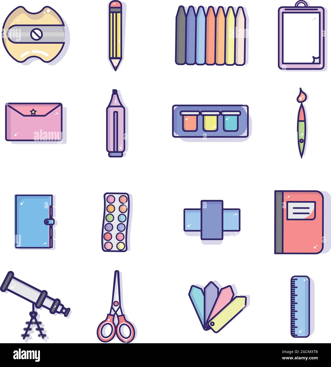 Set of different school supplies icons Stock Vector Image & Art - Alamy