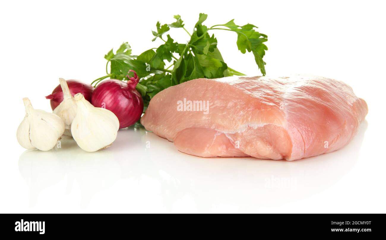 Raw turkey meat isolated on white Stock Photo - Alamy