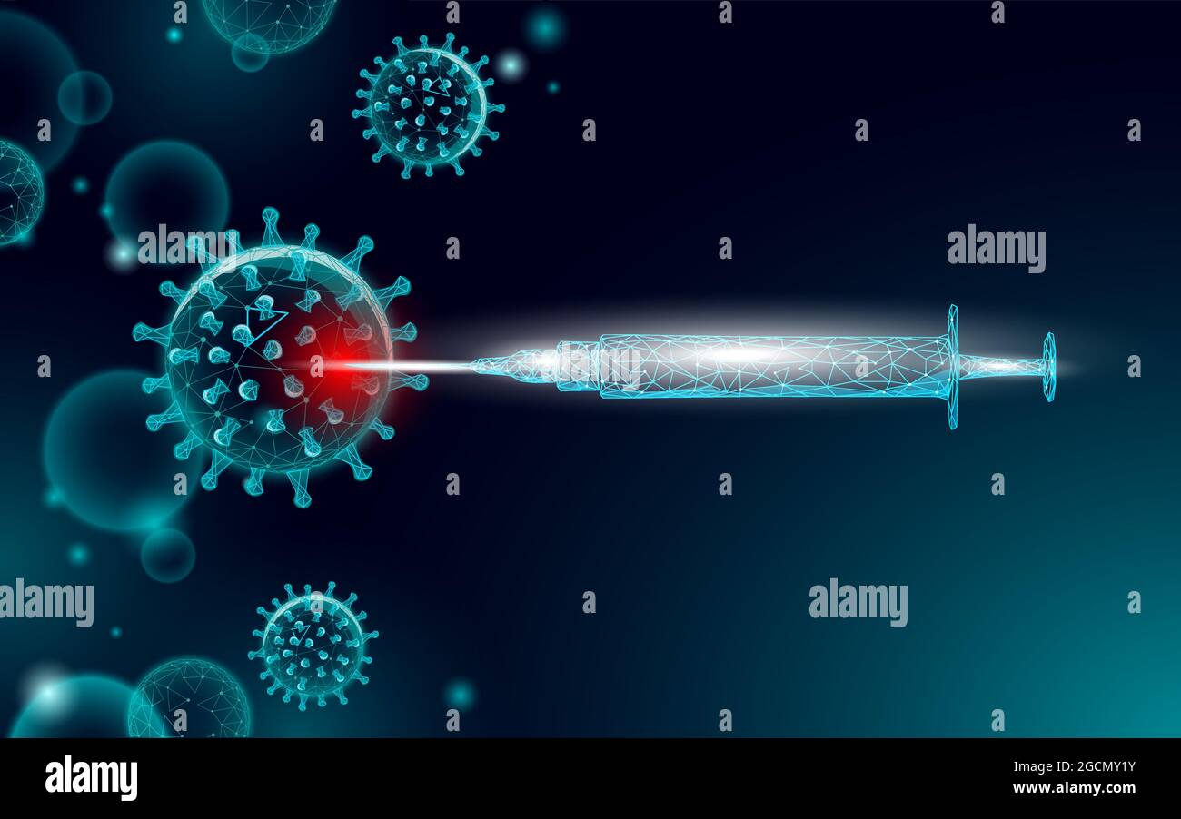 Low poly test tube virus syringe. Laboratory analysis medical disease ...