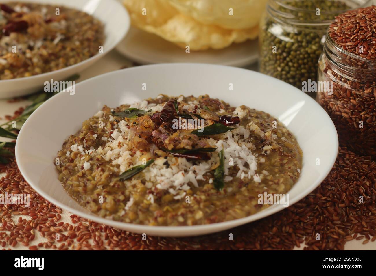 Porridge or gruel made of Navara rice, mung beans and fenugreek seeds ...