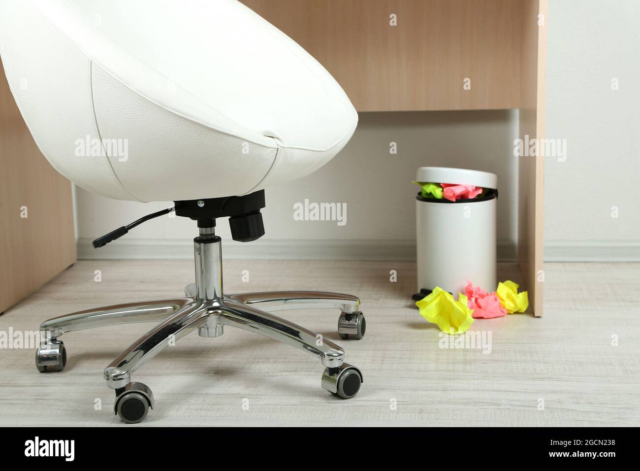 Garbage bin, on office background Stock Photo - Alamy