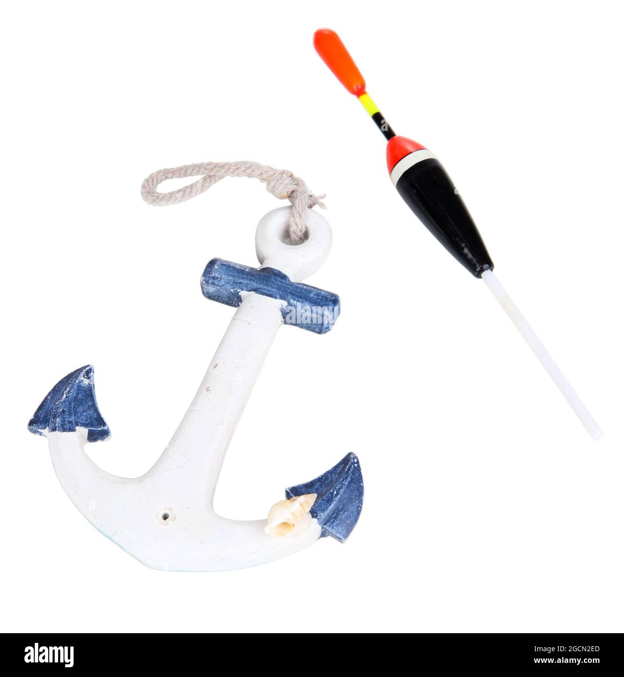 Fishing float with anchor isolated on white Stock Photo - Alamy