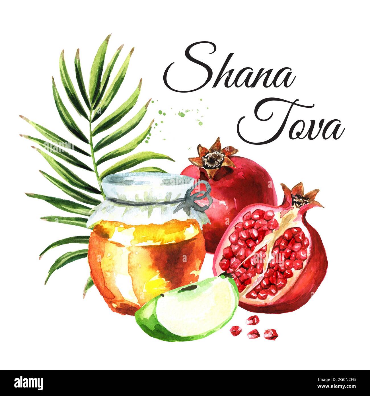 Pomegranate, apple and honeycomb. Jewish new year, Rosh Hashanah, Shana ...