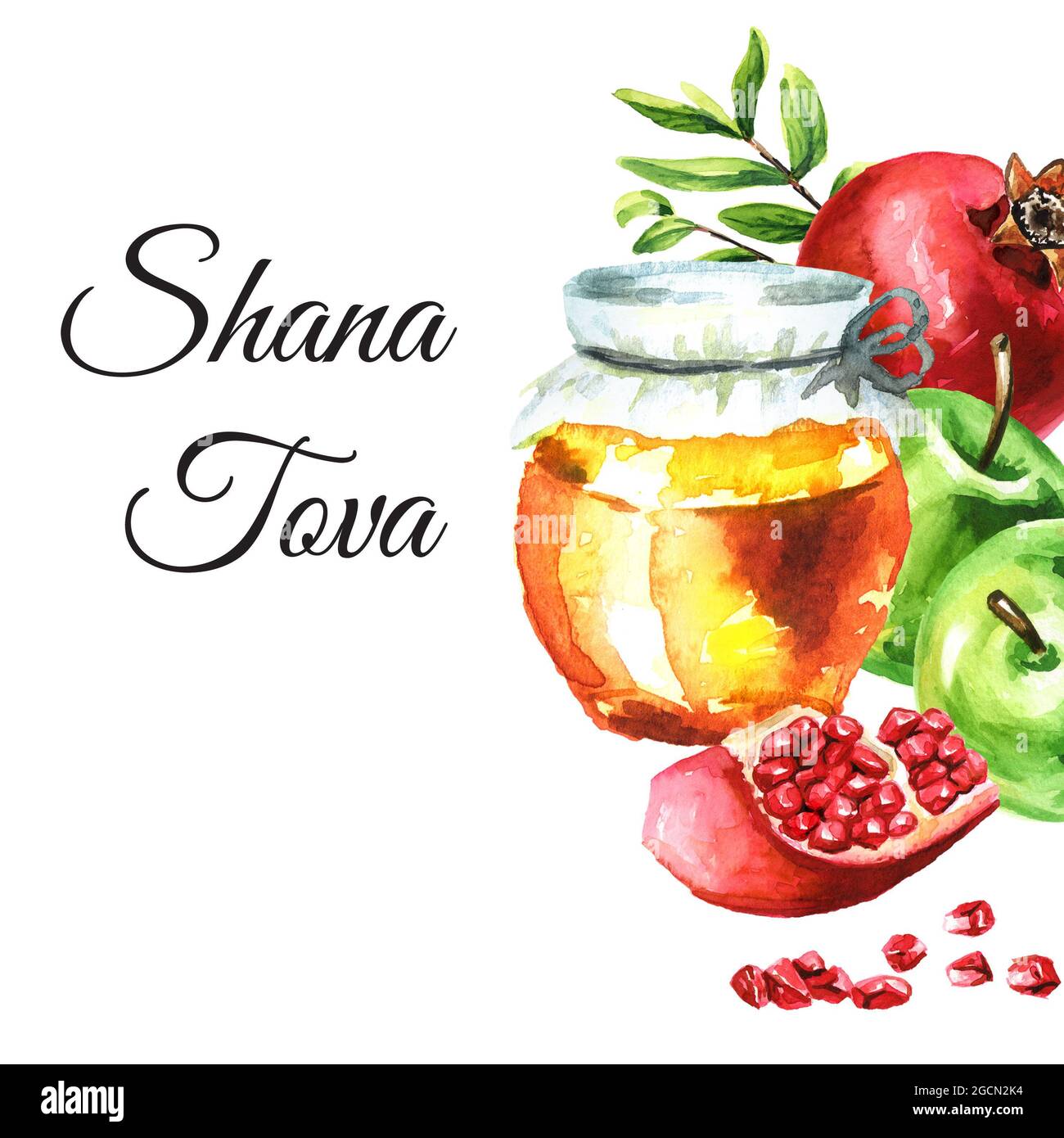 Pomegranate, apple, honeycomb. Jewish new year, Rosh Hashanah, Shana ...