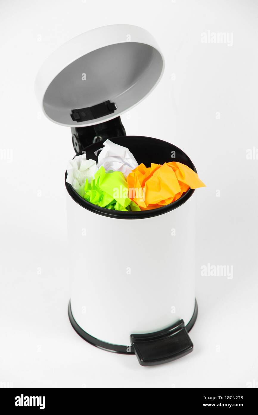 Garbage bin, isolated on white Stock Photo - Alamy