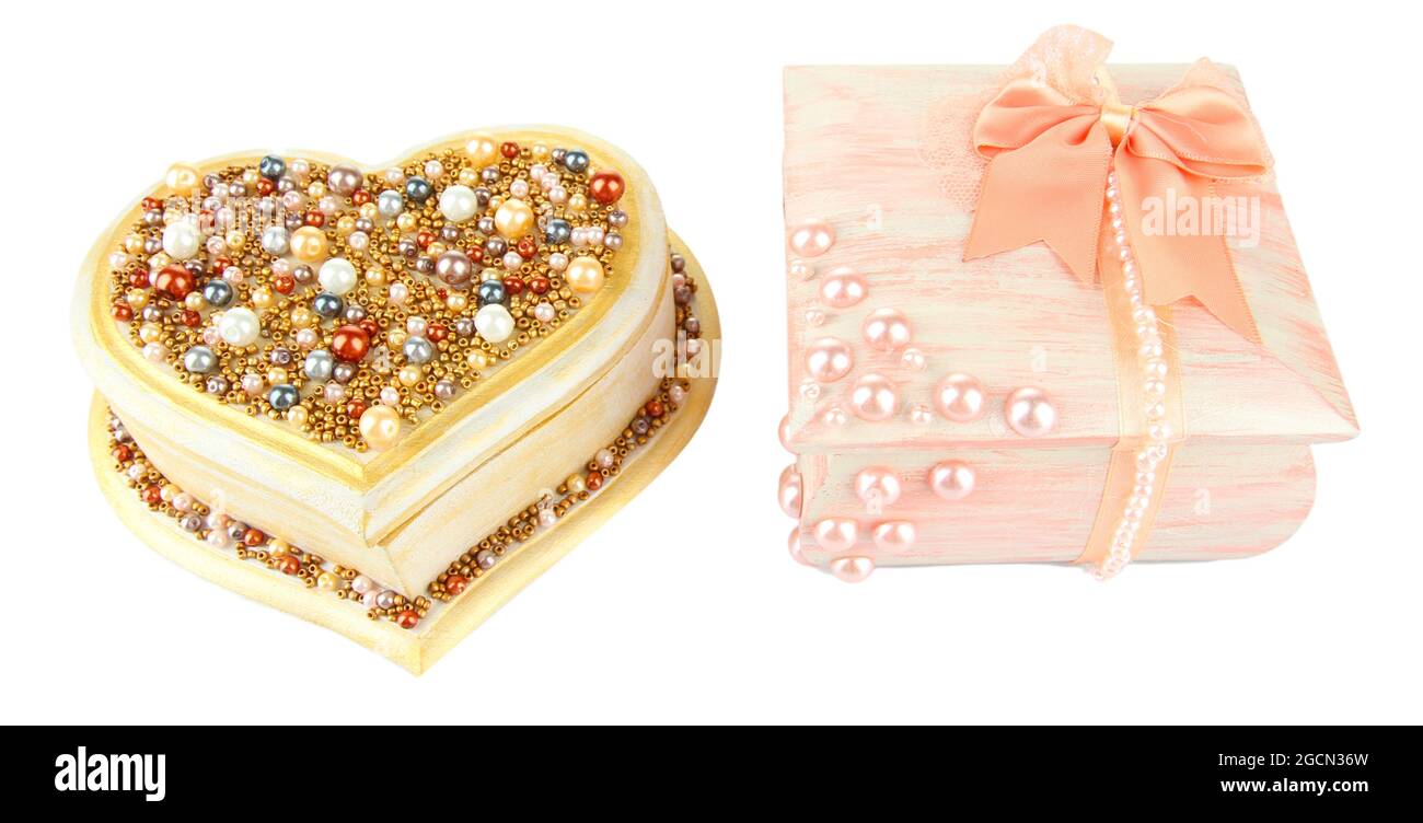 Beautiful hand made caskets, isolated on white Stock Photo - Alamy