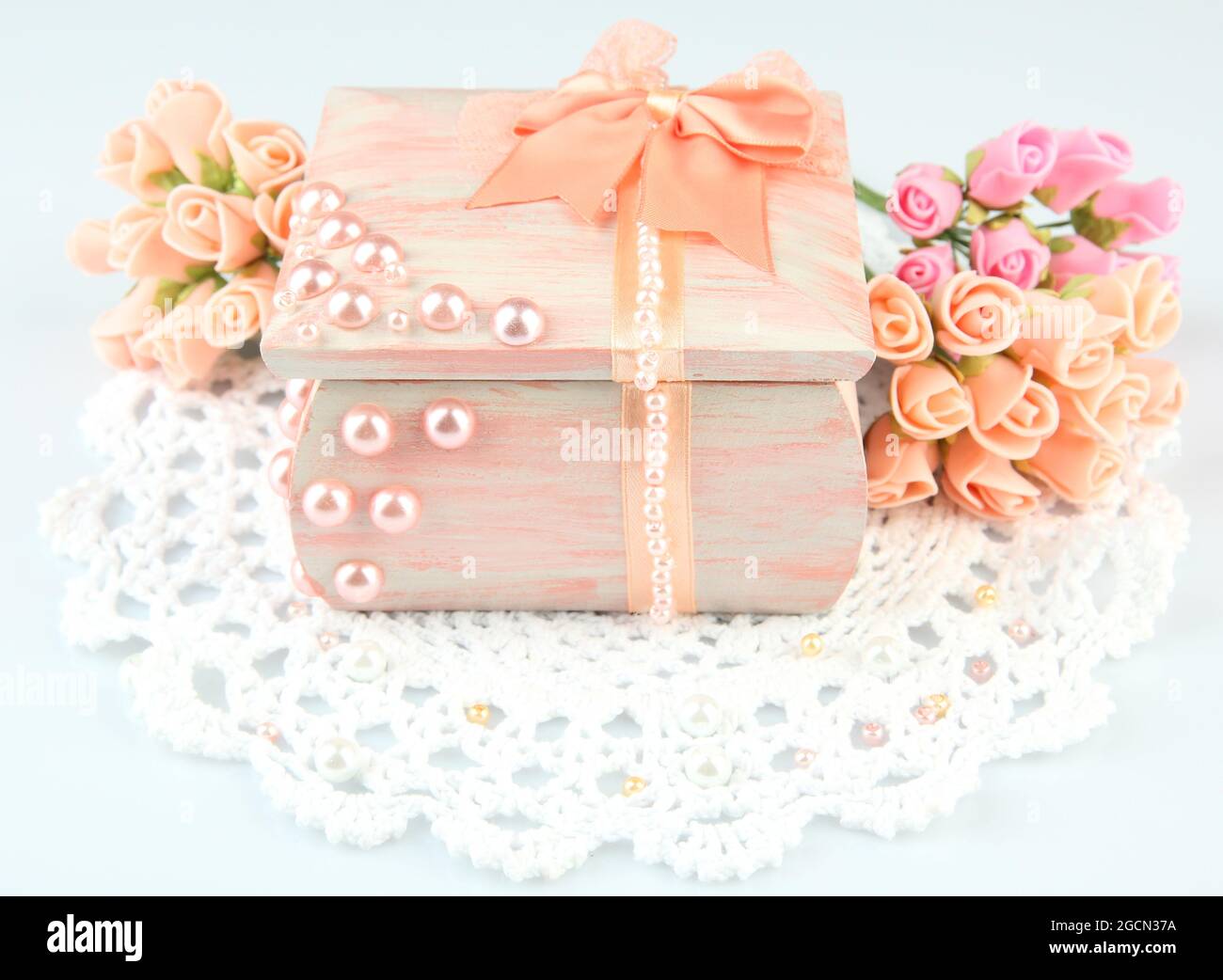 Beautiful hand made casket, isolated on white Stock Photo - Alamy