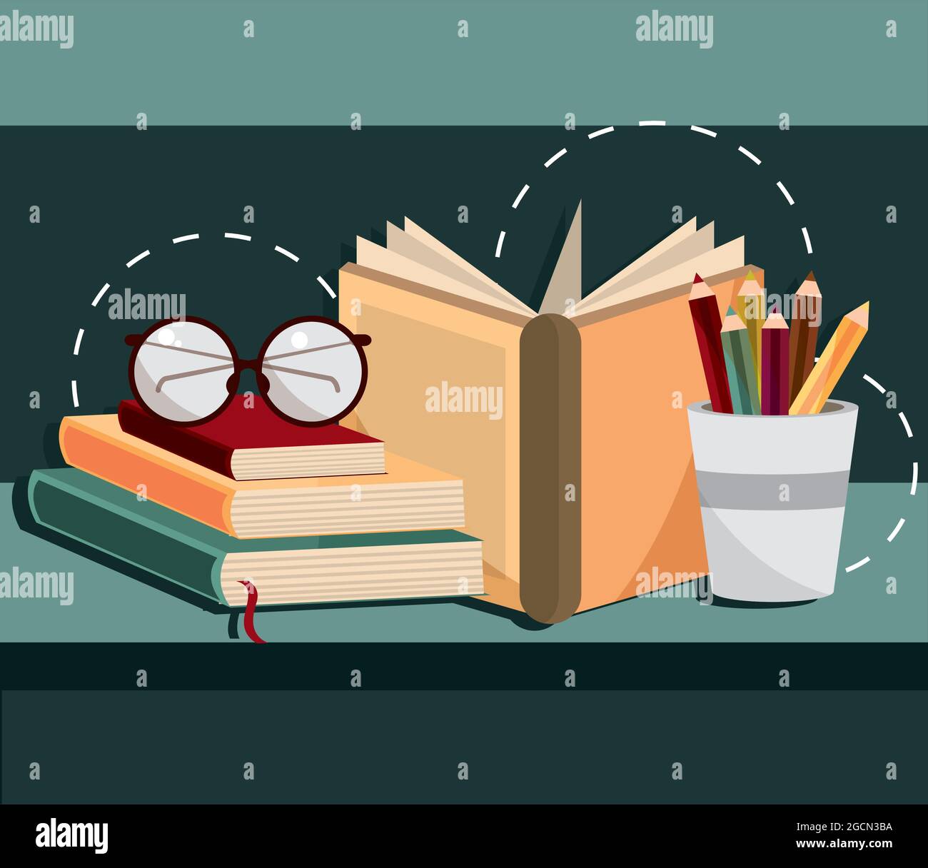Reading glasses on open Stock Vector Images - Alamy