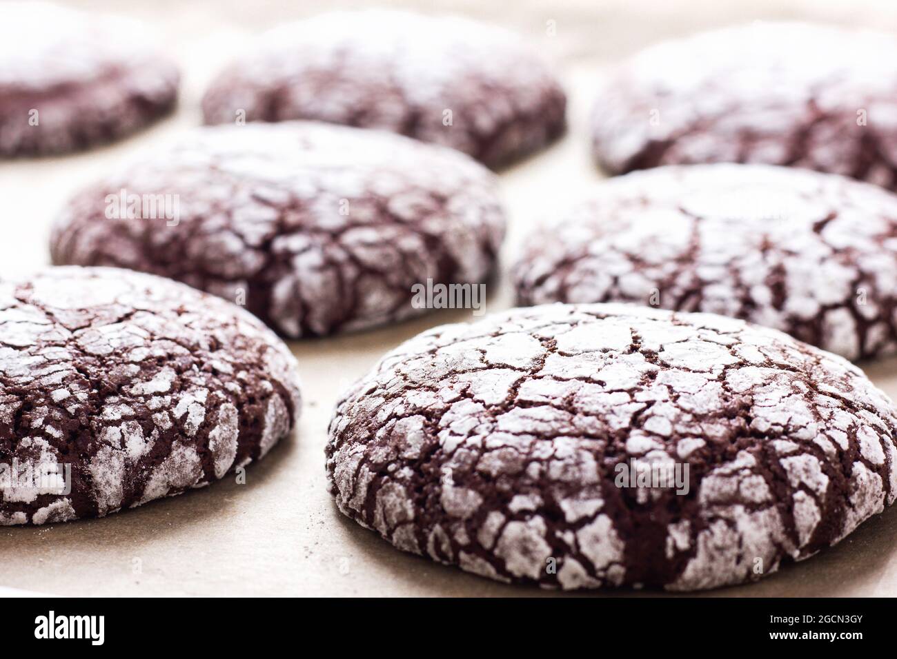 Chocolate cookies on parchment hi-res stock photography and images - Alamy