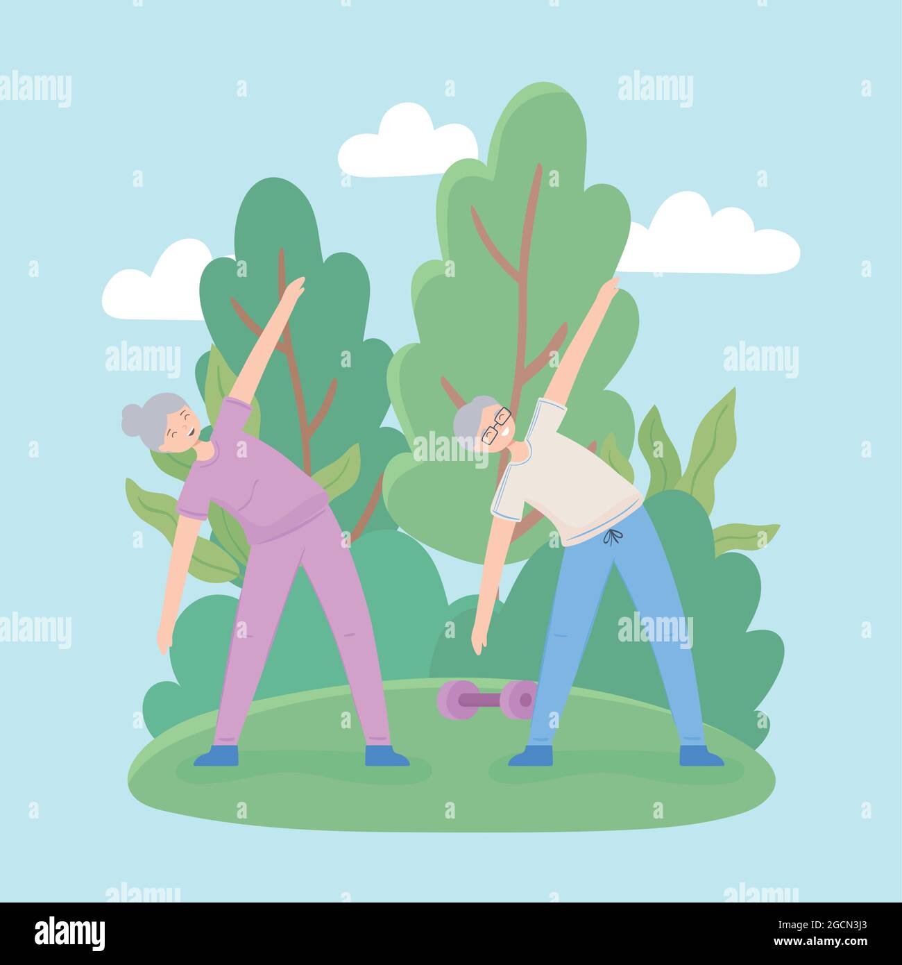 Old Couple Making Exercises Stock Vector Image And Art Alamy