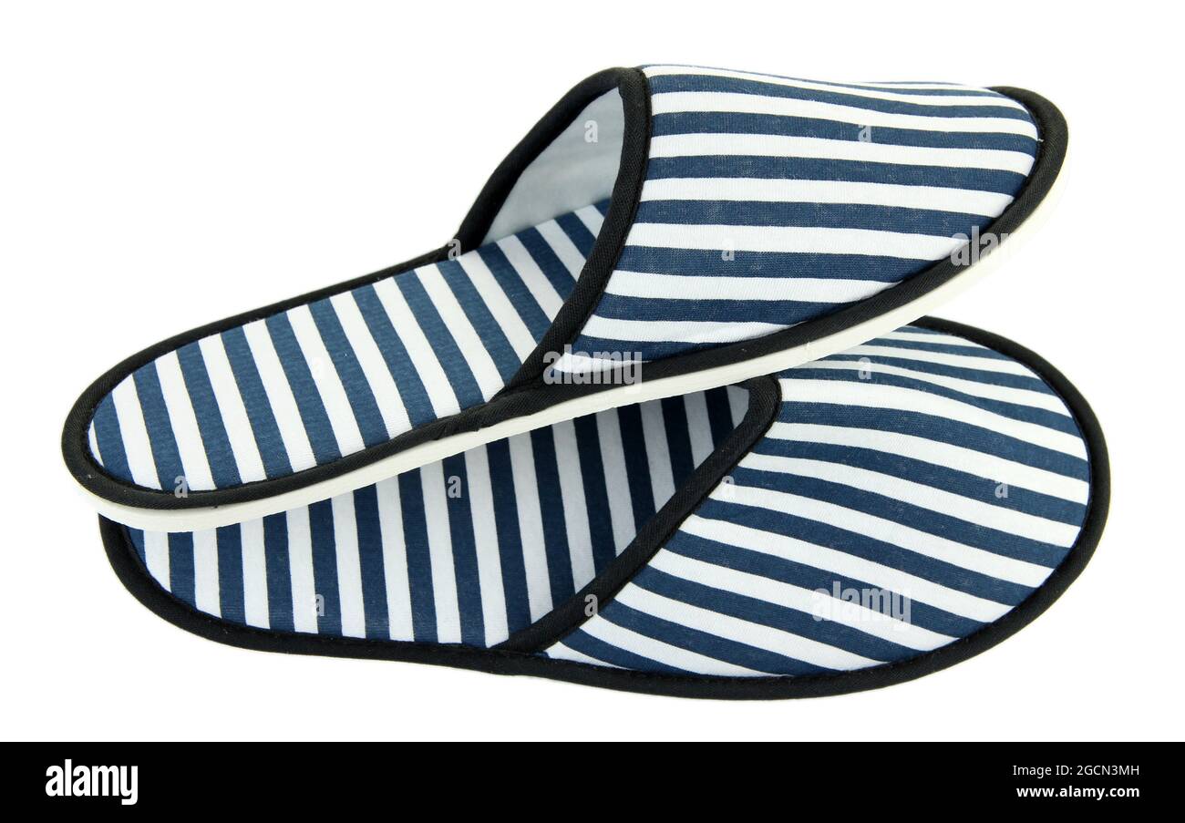 Striped slippers isolated on white Stock Photo - Alamy