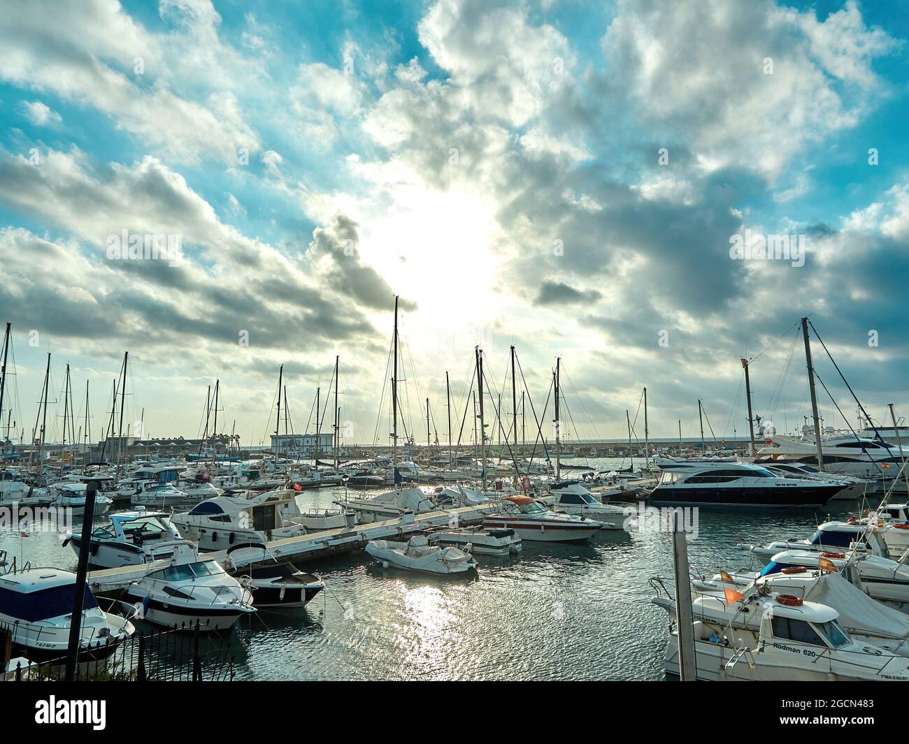 Estepona, Spain / Spain - March 2018: Port of Estepona full of boats ...