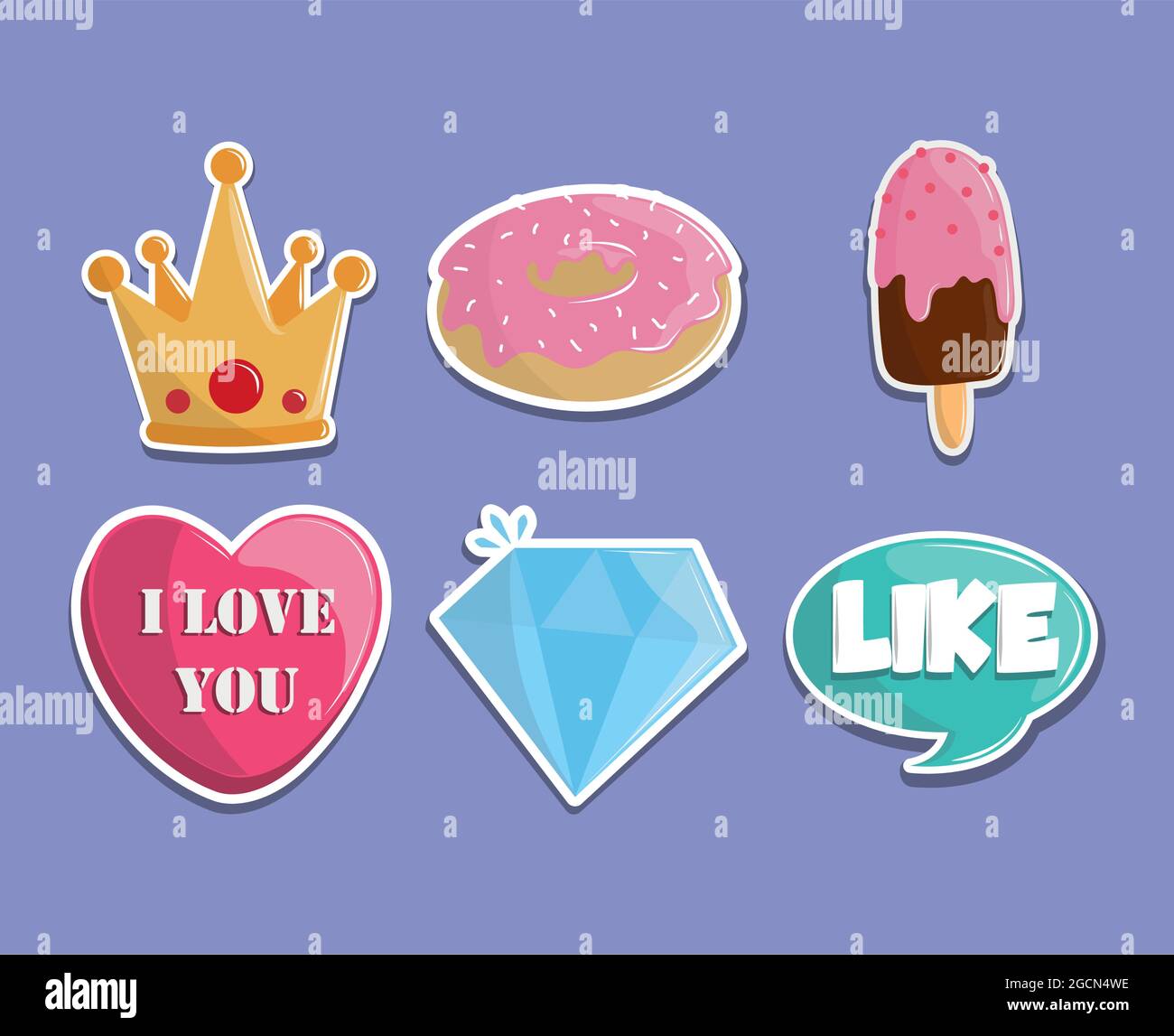 stickers fun cartoon icons Stock Vector Image & Art - Alamy