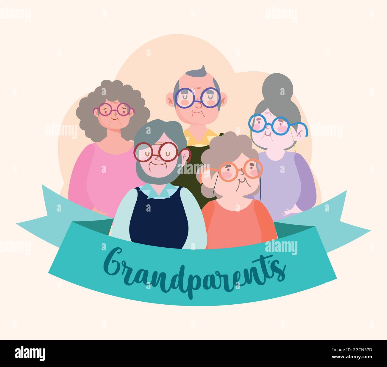grandparents cartoon with ribbon Stock Vector Image & Art - Alamy