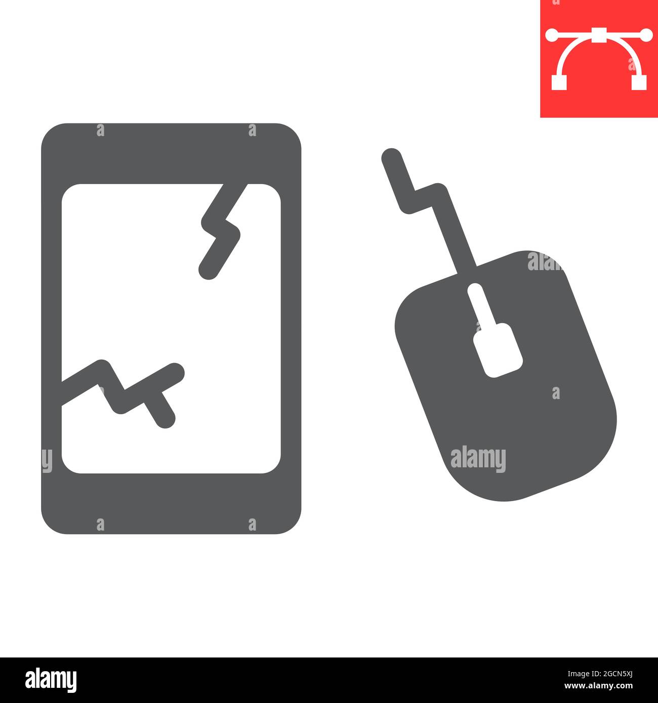 E-waste glyph icon, recycle and mouse, electronic waste vector icon ...