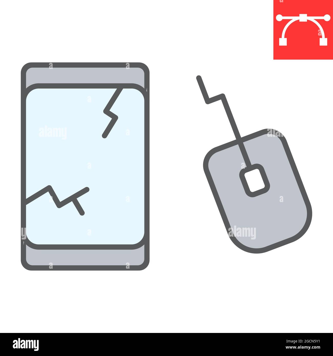 E-waste color line icon, recycle and mouse, electronic waste vector ...