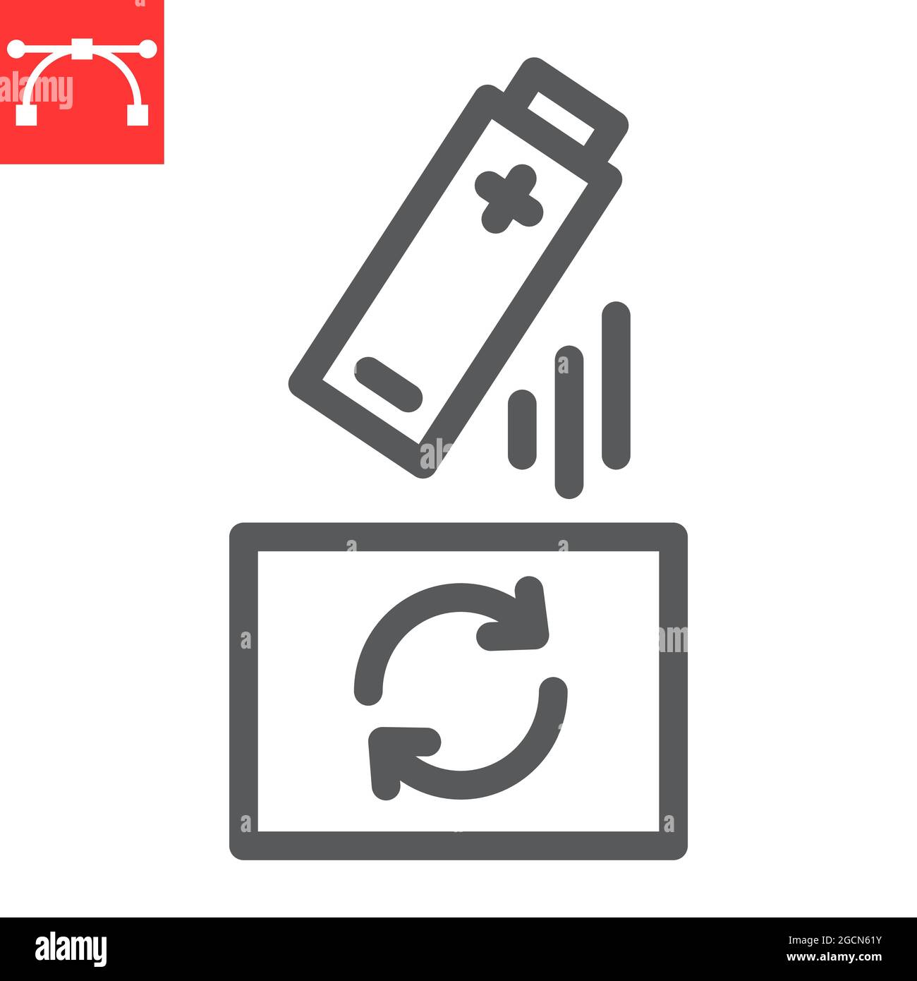 Recycling battery line icon, recycle and ecology, battery waste vector ...