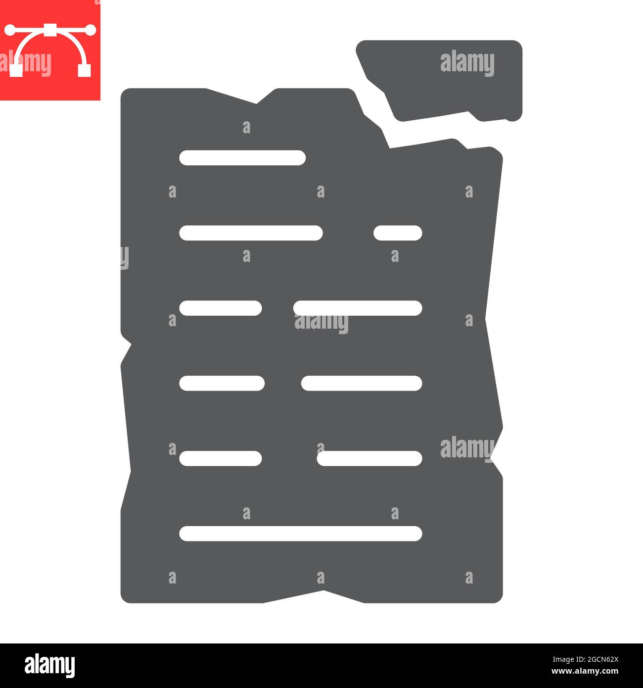 Crumpled paper glyph icon, recycle and ecology, paper waste vector icon ...