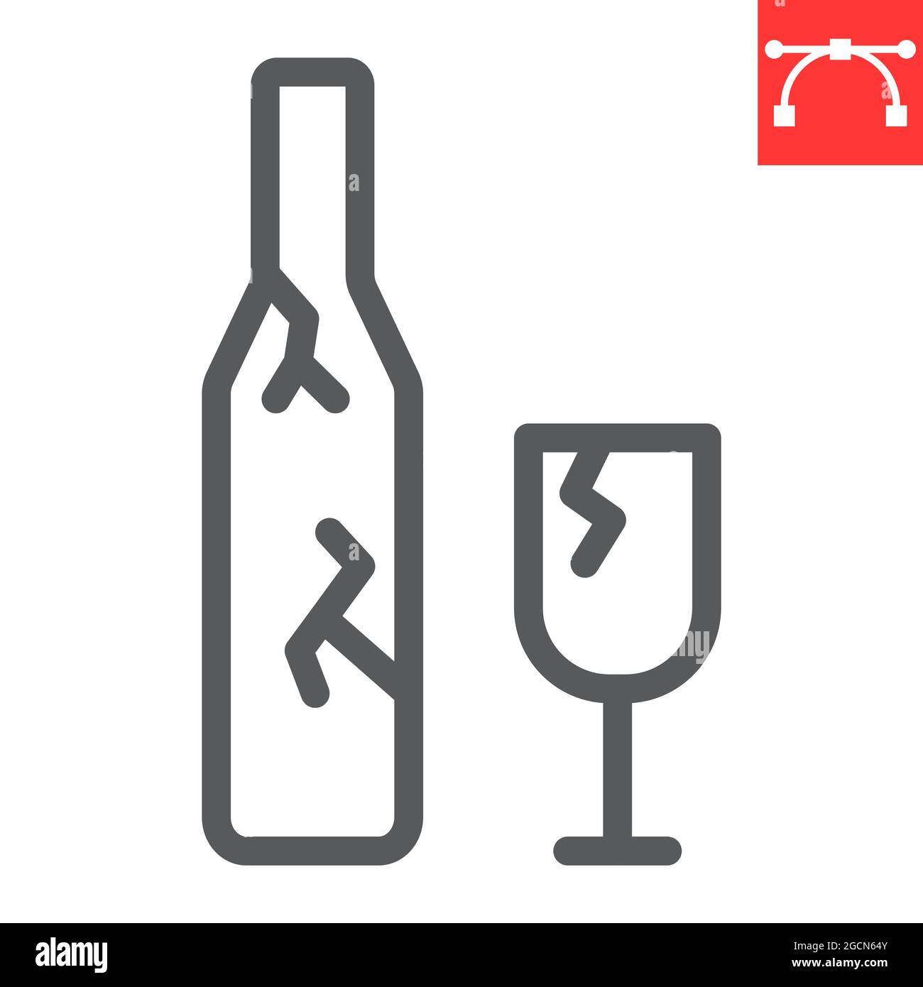 Glass waste line icon, recycle and broken bottle, glass waste vector ...