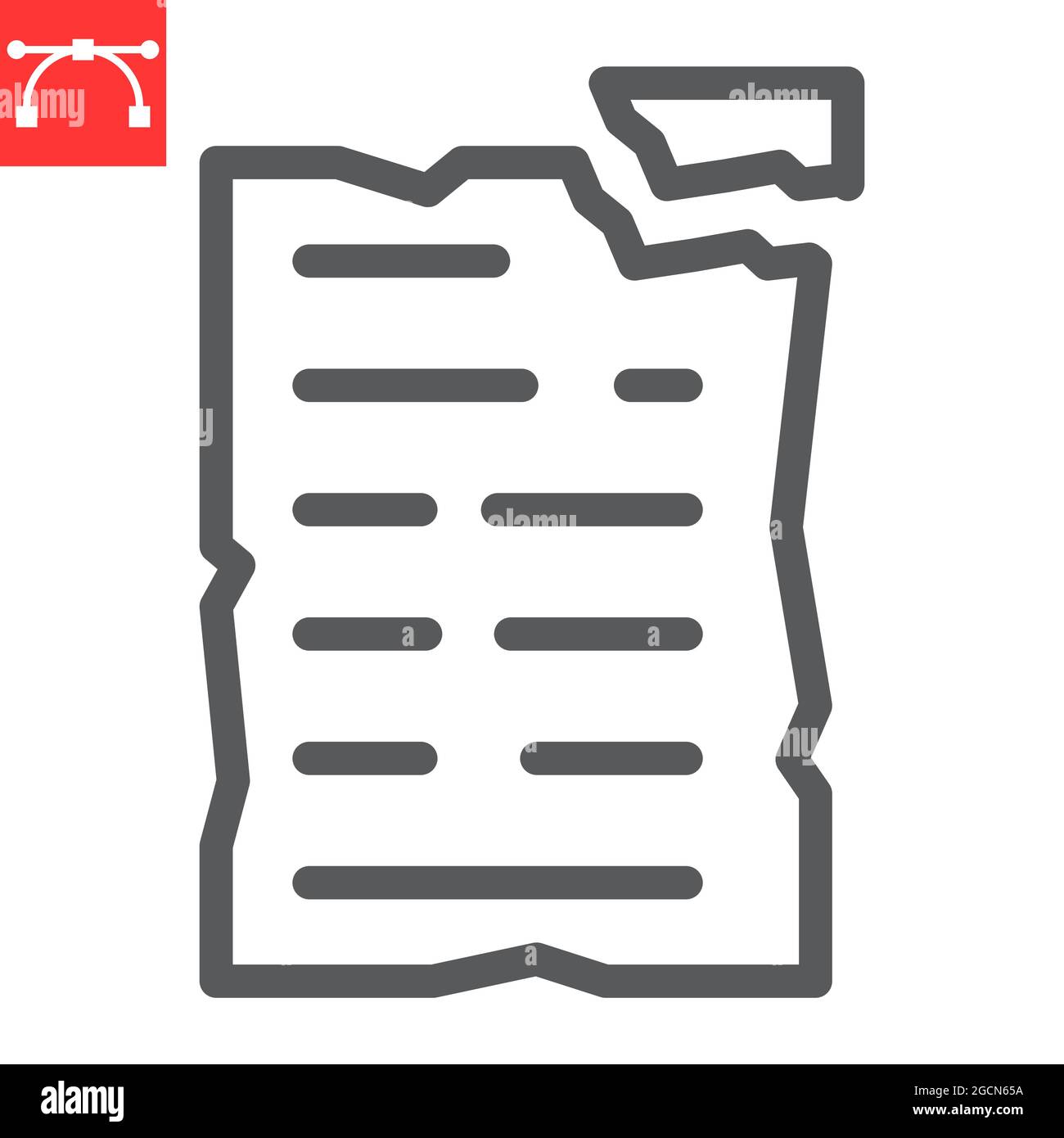 Crumpled paper line icon, recycle and ecology, paper waste vector icon ...