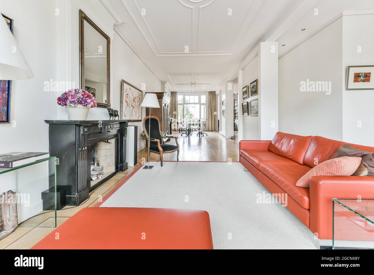 Modern furniture in a bright living room Stock Photo - Alamy