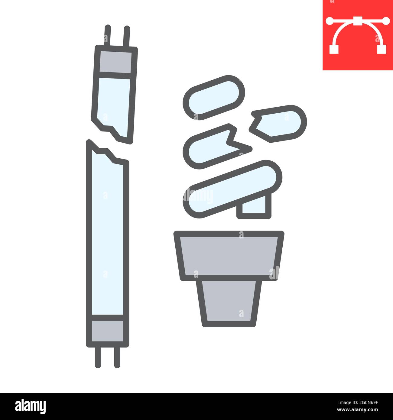 Fluorescent lamp waste color line icon, recycle and ecology, lamp waste ...