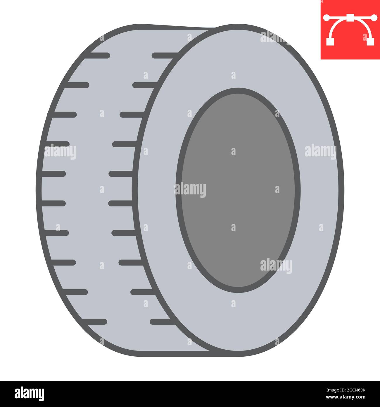 Car tire color line icon, recycle and car wheel, rubber waste vector ...