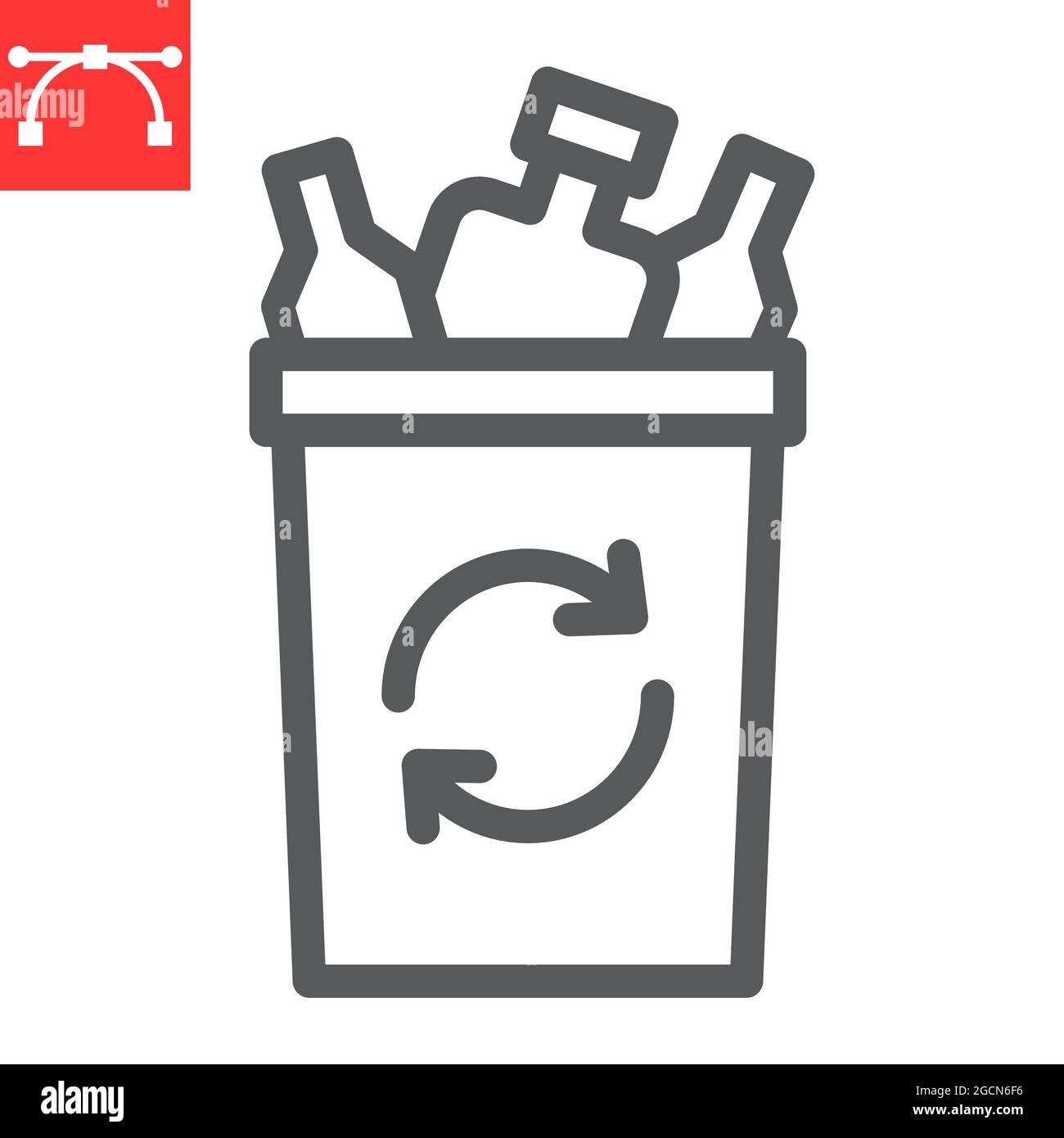 Plastic recycling waste line icon, recycle and ecology, plastic waste ...