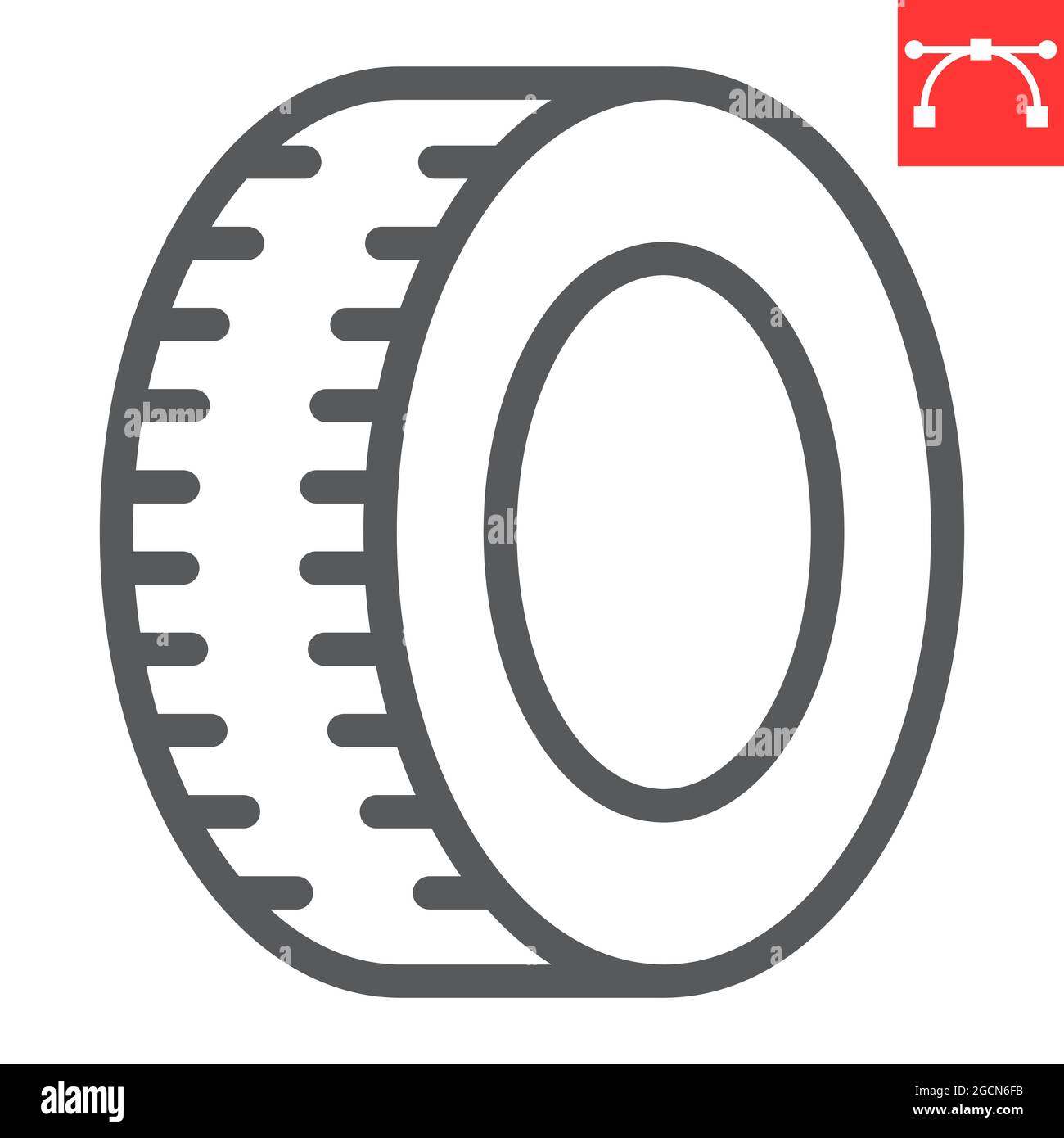 Car tire line icon, recycle and car wheel, rubber waste vector icon ...
