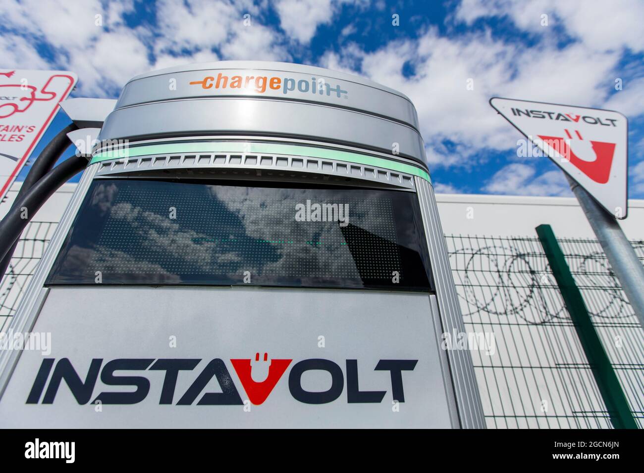 Instavolt electric car charging points on the A1 at Markham Moor service station Stock Photo - Alamy
