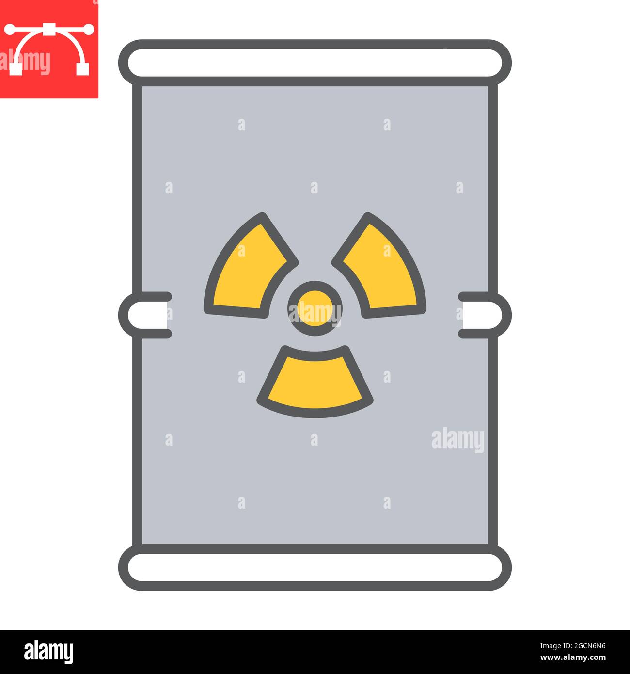 Barrel with radioactive waste color line icon, recycle and ecology ...