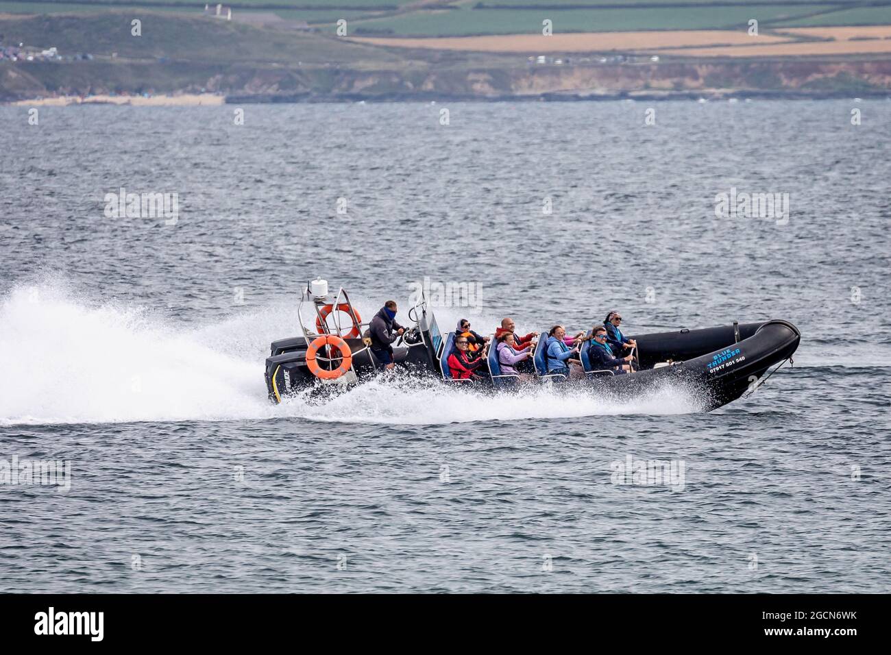 High speed ocean rib ride at St Ives, Cornwall, UK on 2 August 2021 ...