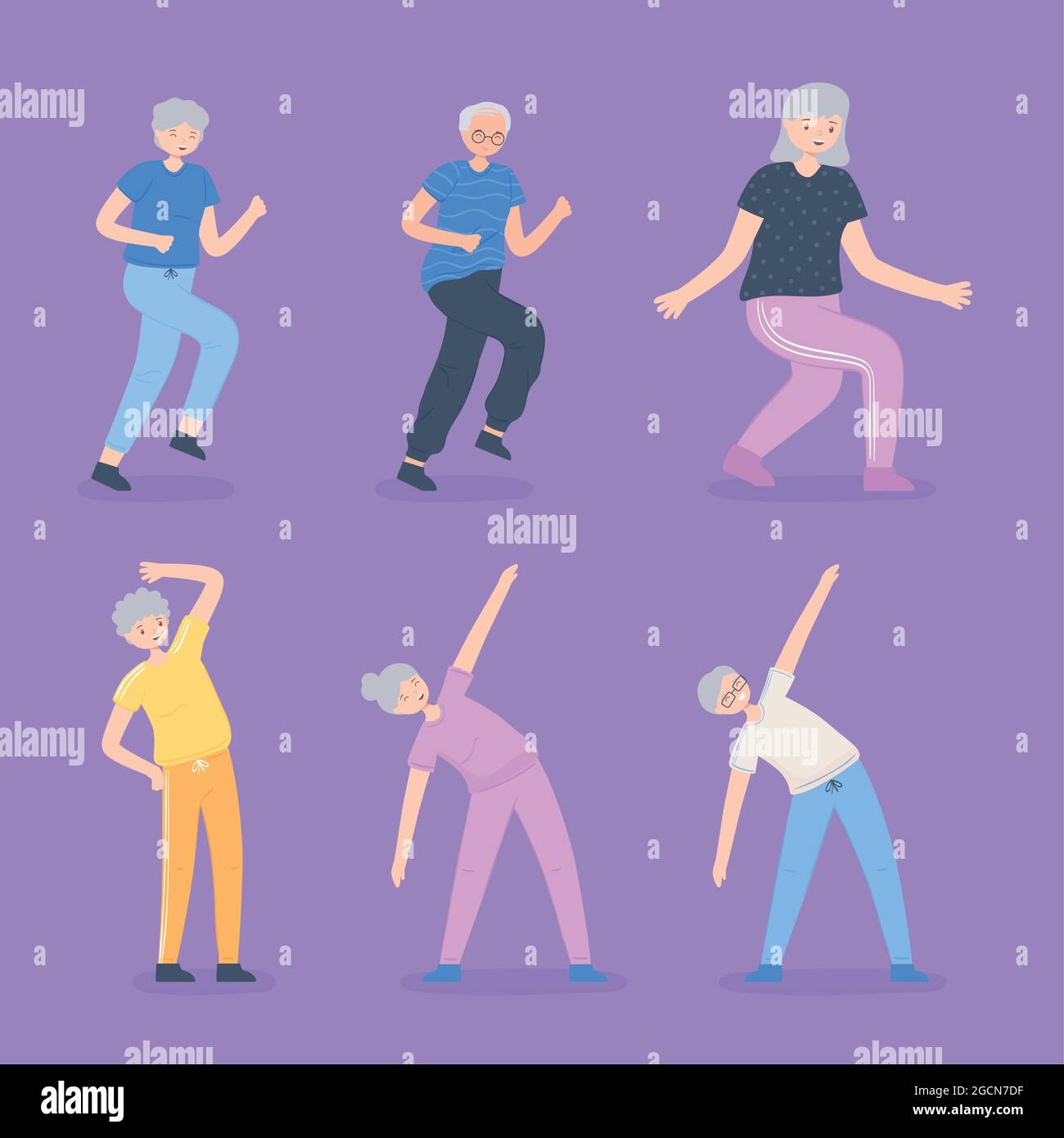 Old man men exercise Stock Vector Images - Alamy