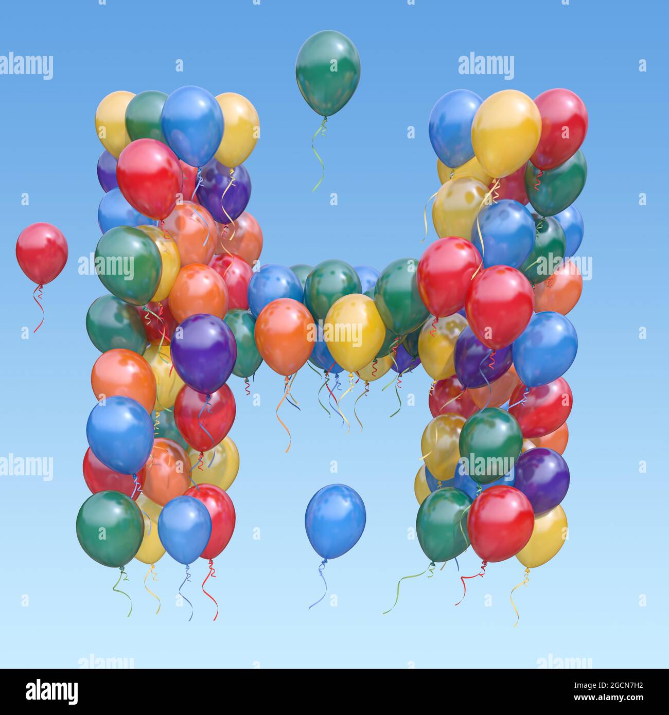 Letter H from balloons in the sky. Text letter for holiday, birthday ...