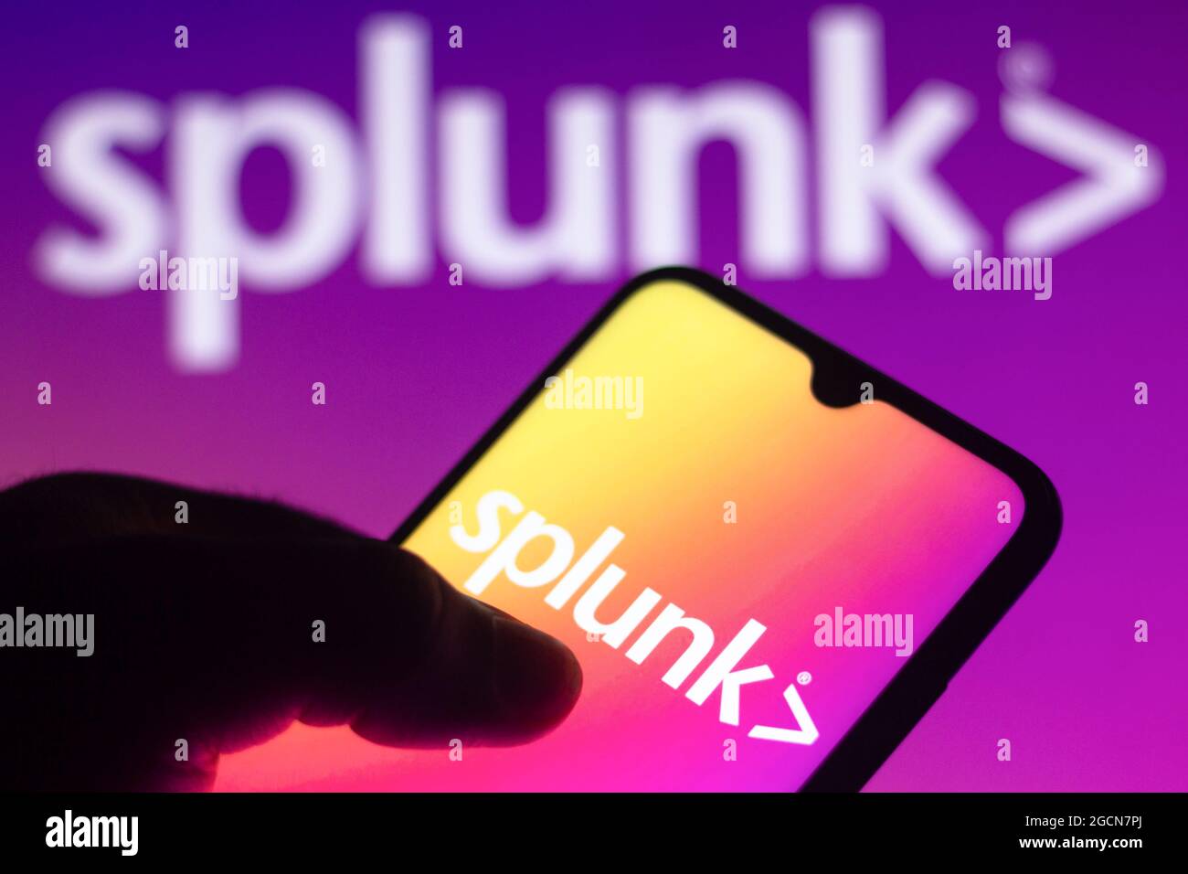 In this photo illustration, the Splunk logo seen displayed on a ...