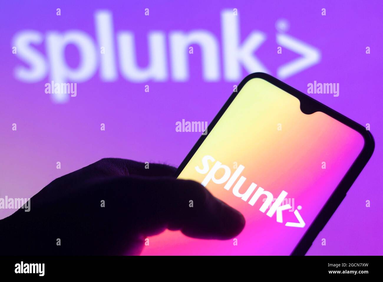 In this photo illustration, the Splunk logo seen displayed on a ...