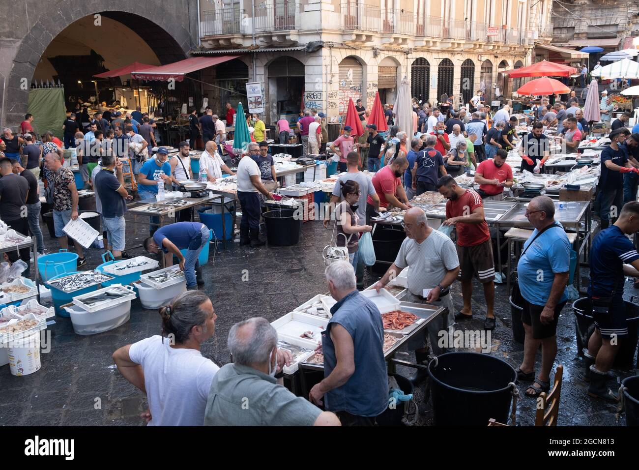 Catania, Sicily, Italy- 22 July 2021: traditional fish market Stock ...