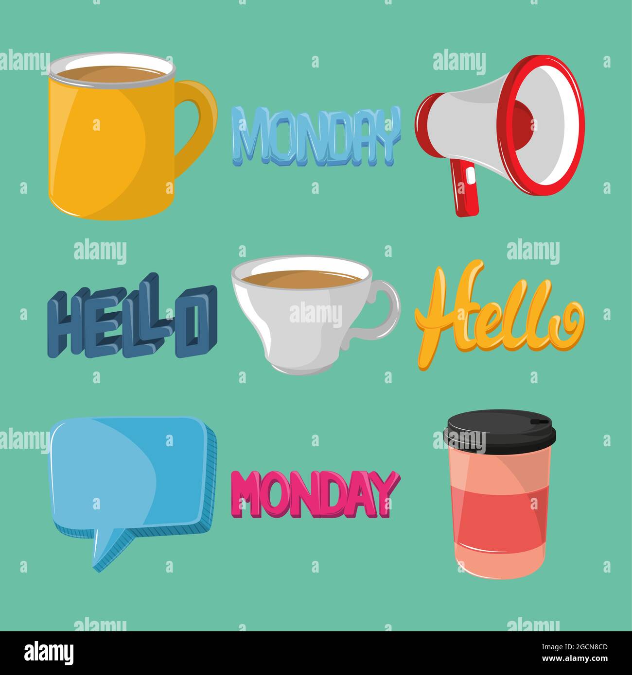 set of hello monday Stock Vector Image & Art - Alamy