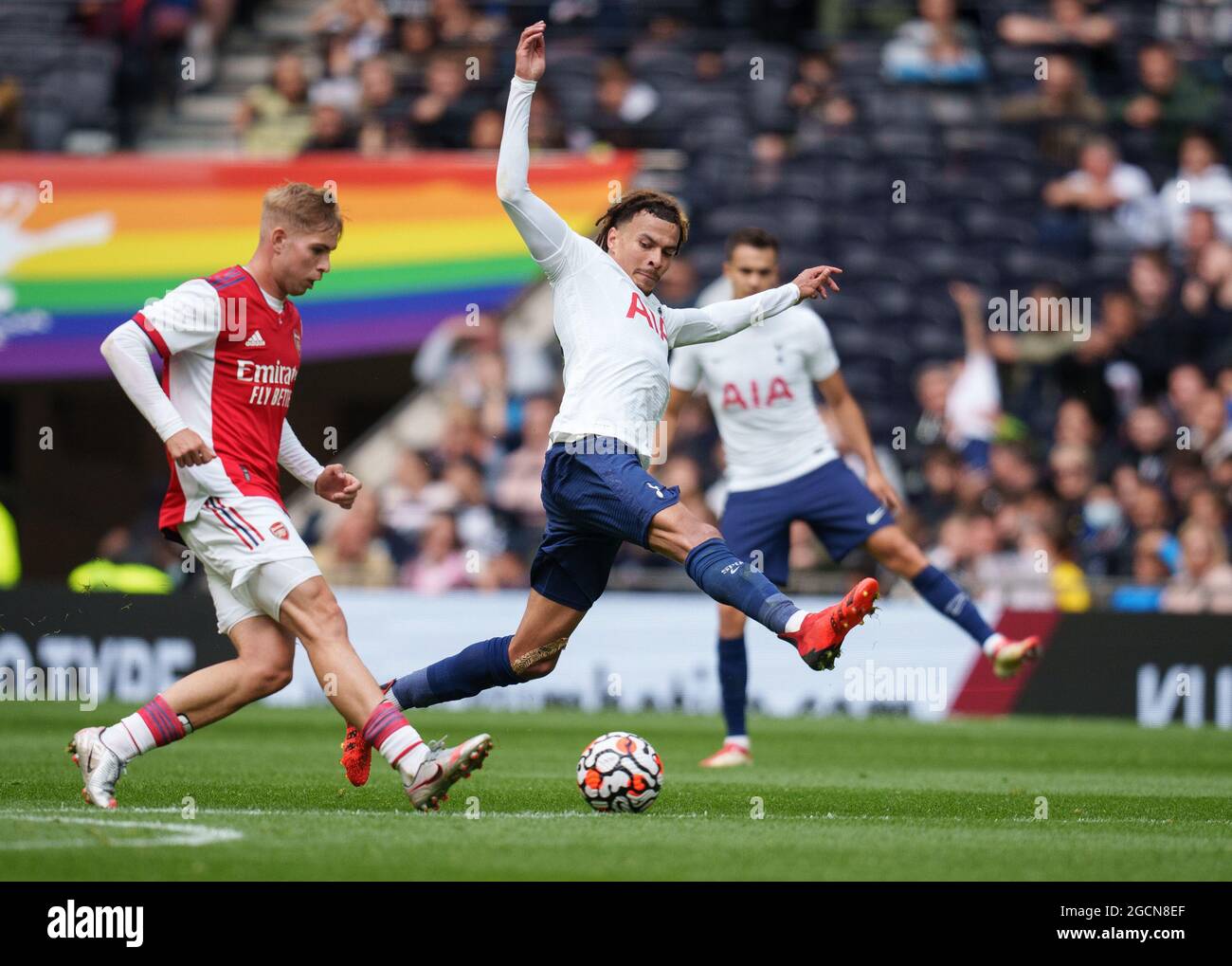 White Hart Lane, UK. 08th Aug, 2021. Dele Alli of Spurs & Emile Smith ...