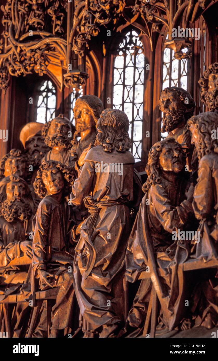 The Holy Blood reredos in the town church of St. James, Rothenburg ob ...